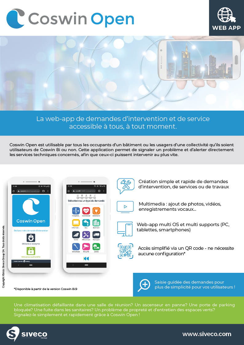 Découvrez la brochure de notre web app de GMAO Coswin Open - Siveco